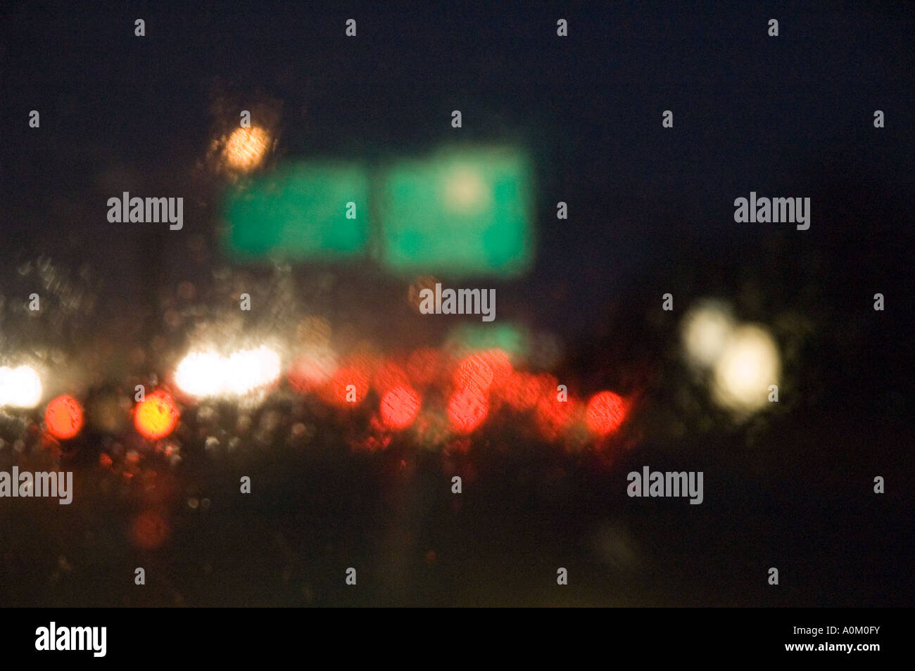 Impaired vision while driving at night in a rain storm Stock Photo - Alamy