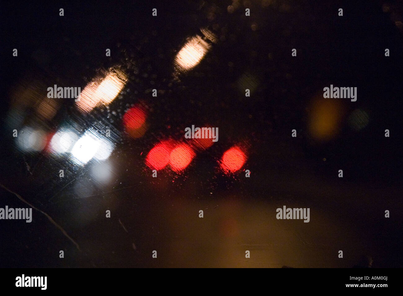 Impaired vision while driving at night in a rain storm Stock Photo - Alamy