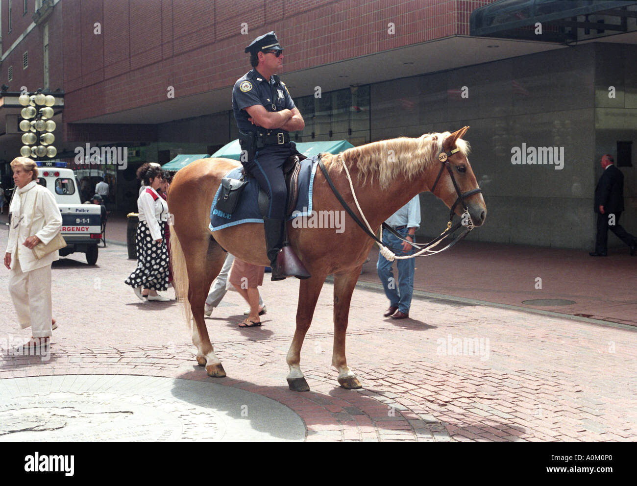 A mounted police officer in downtown Boston Massachusetts Stock Photo ...