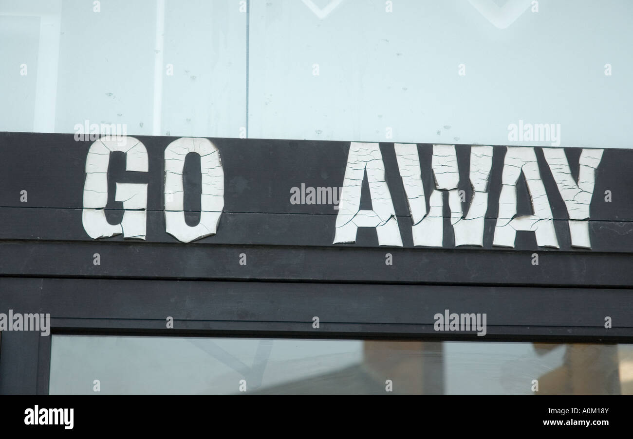Go away sign in Harvard Square Cambridge Massachusetts Stock Photo - Alamy