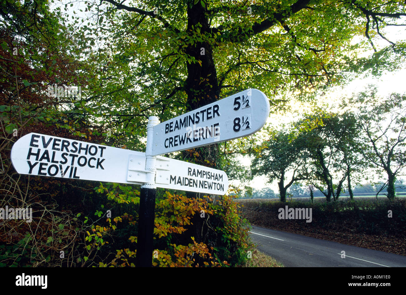 Dorset Villages Road Sign Stock Photo - Alamy