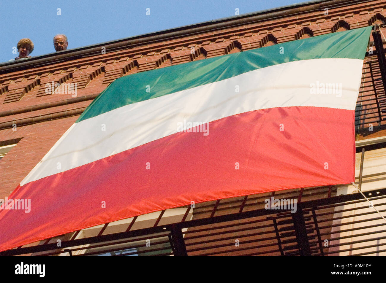 A large Italian flag in Boston's North End after Italy's 2006 World Cup ...