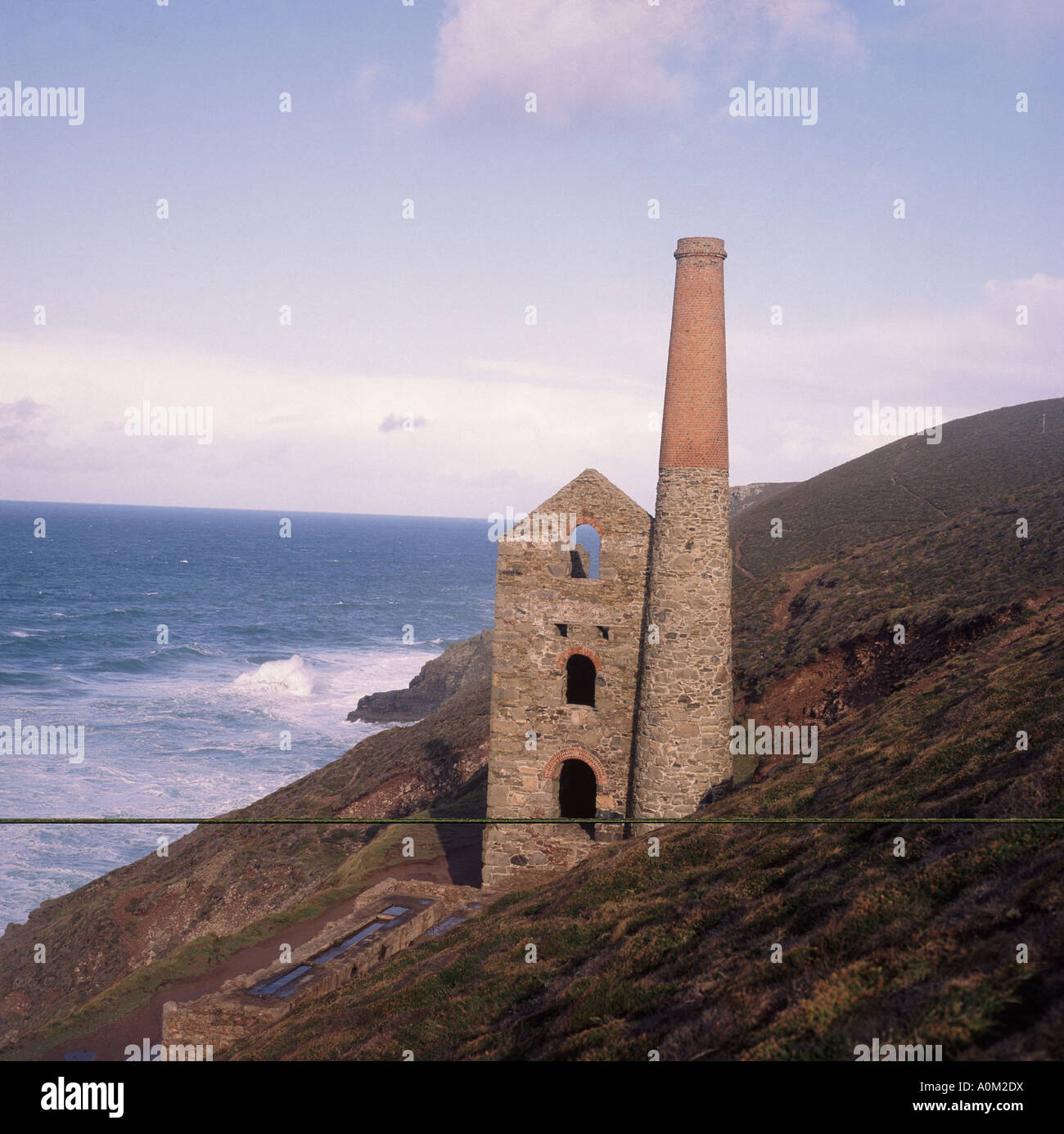 The ruins of a tin mine engine house at Towanroath on the north coast ...