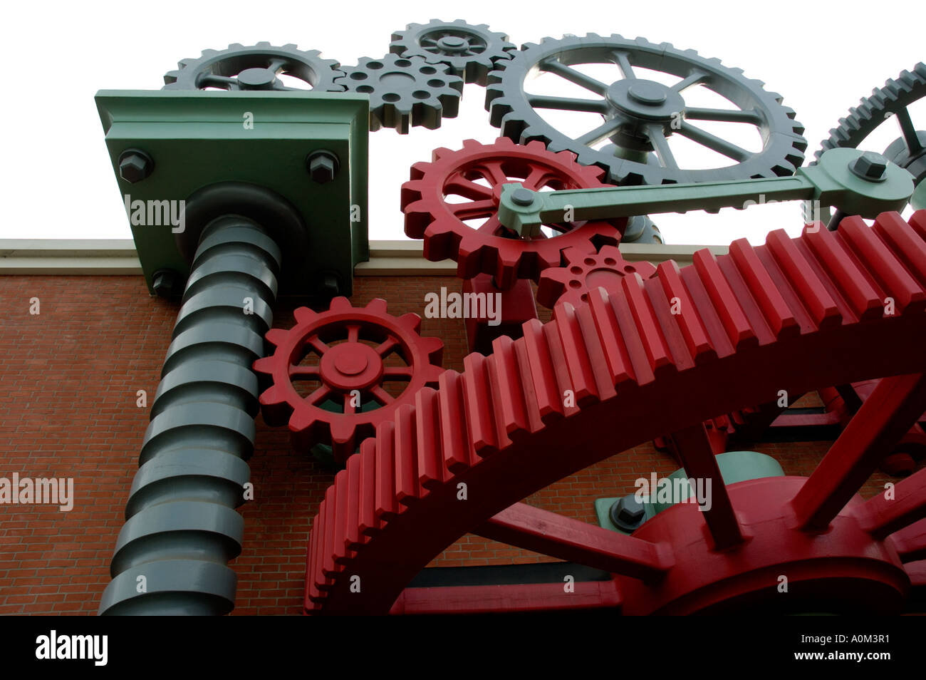 Giant gear wheels used as architecture decoration in facade of consumer ...