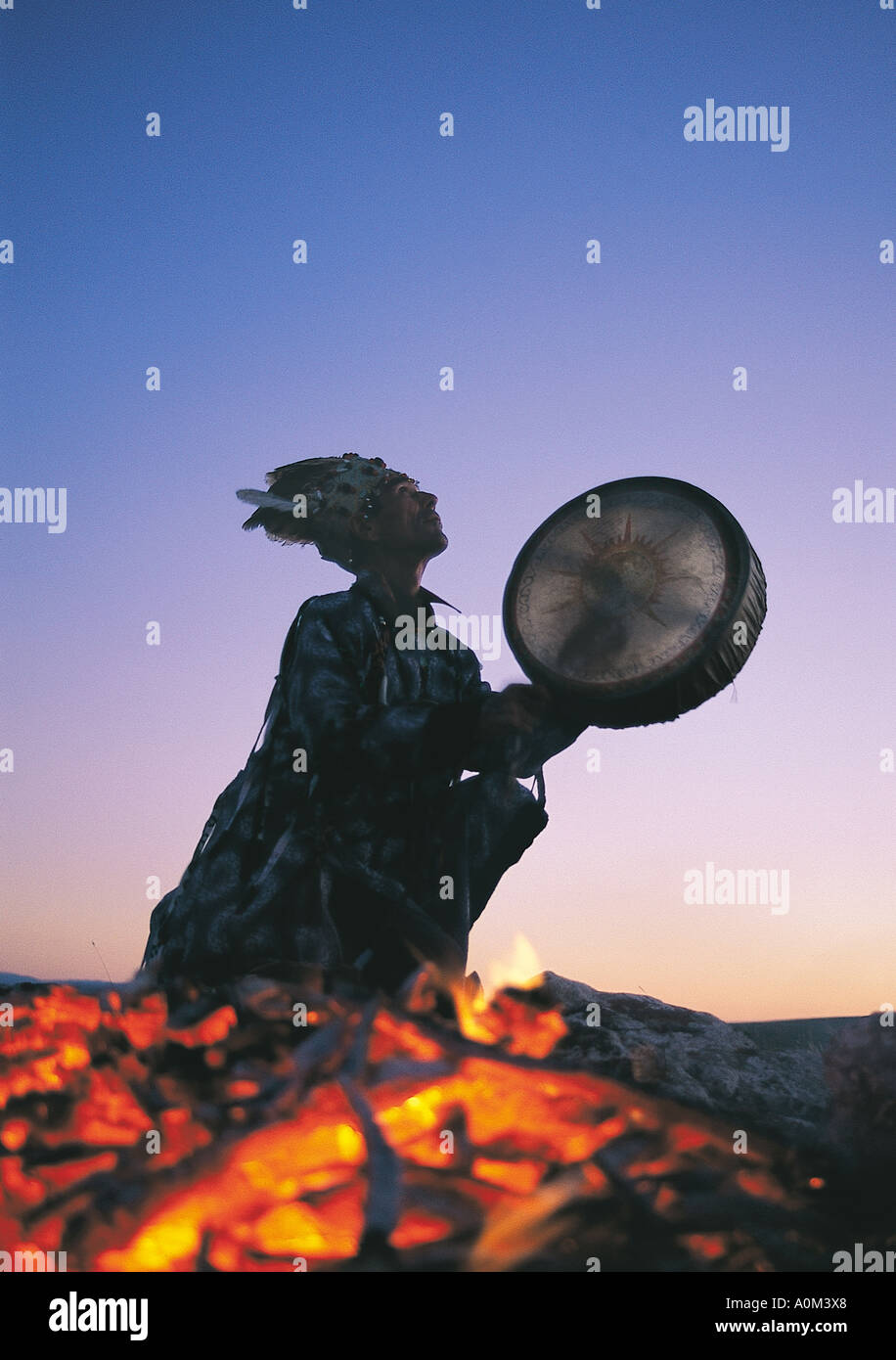 Turkic Shaman performs ancient ritual dance Tuva Siberia Russia Stock ...
