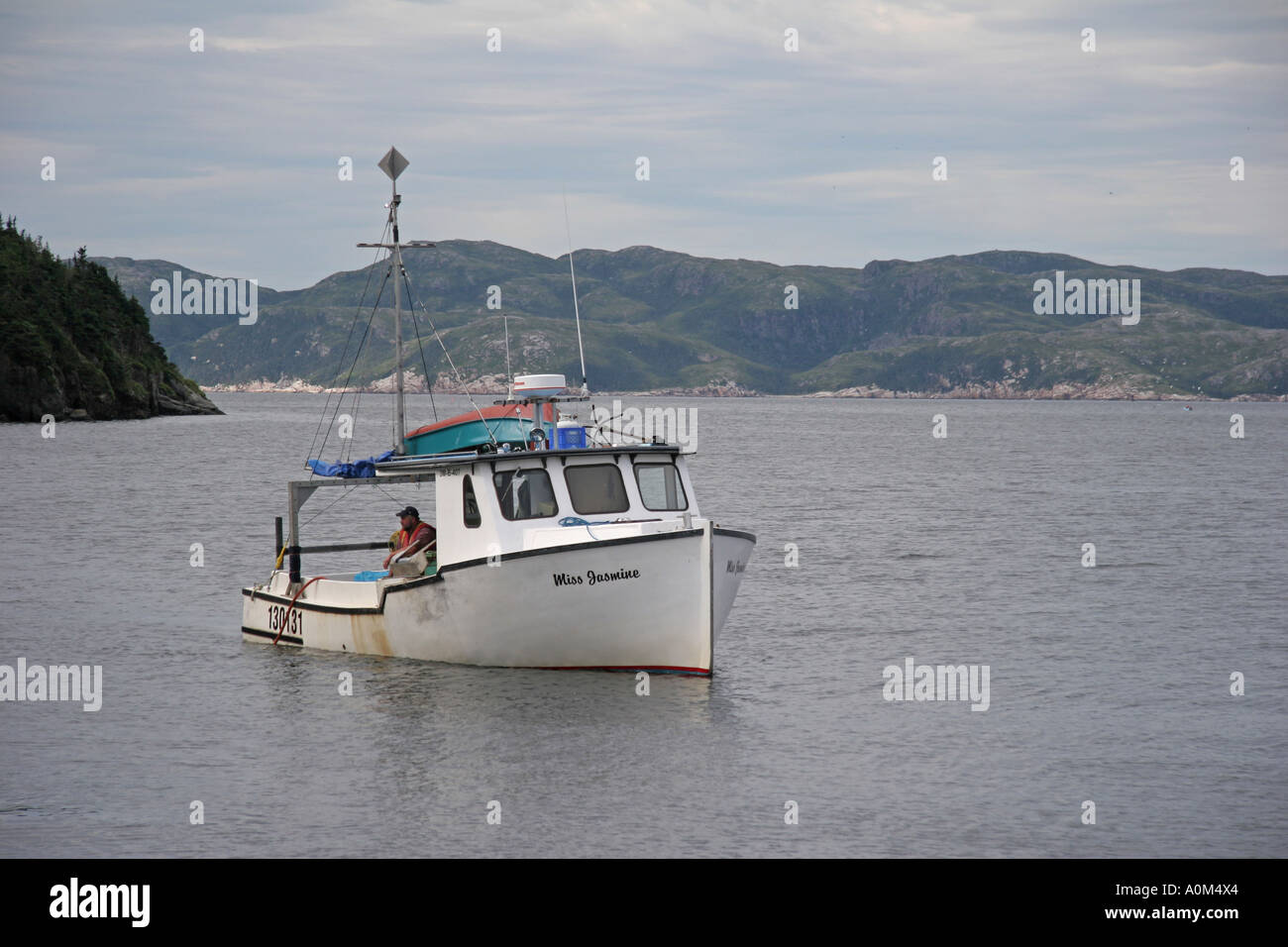 Fishing boat Miss Jasmine in Hermitage Bay at Hermitage, Newfoundland ...