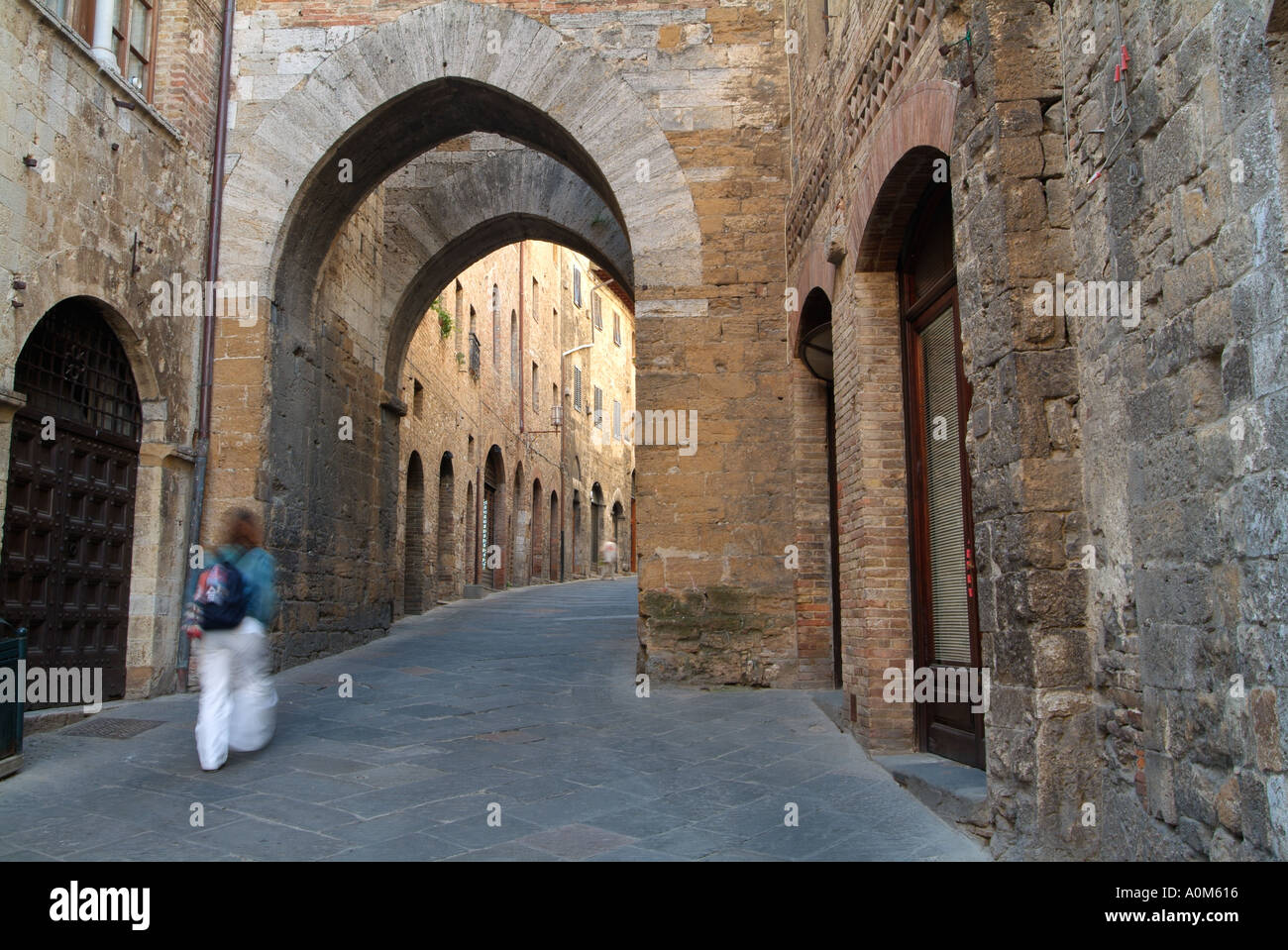 Archway into the Piazza del Duomo San Gimignano Tuscany Italy Stock ...