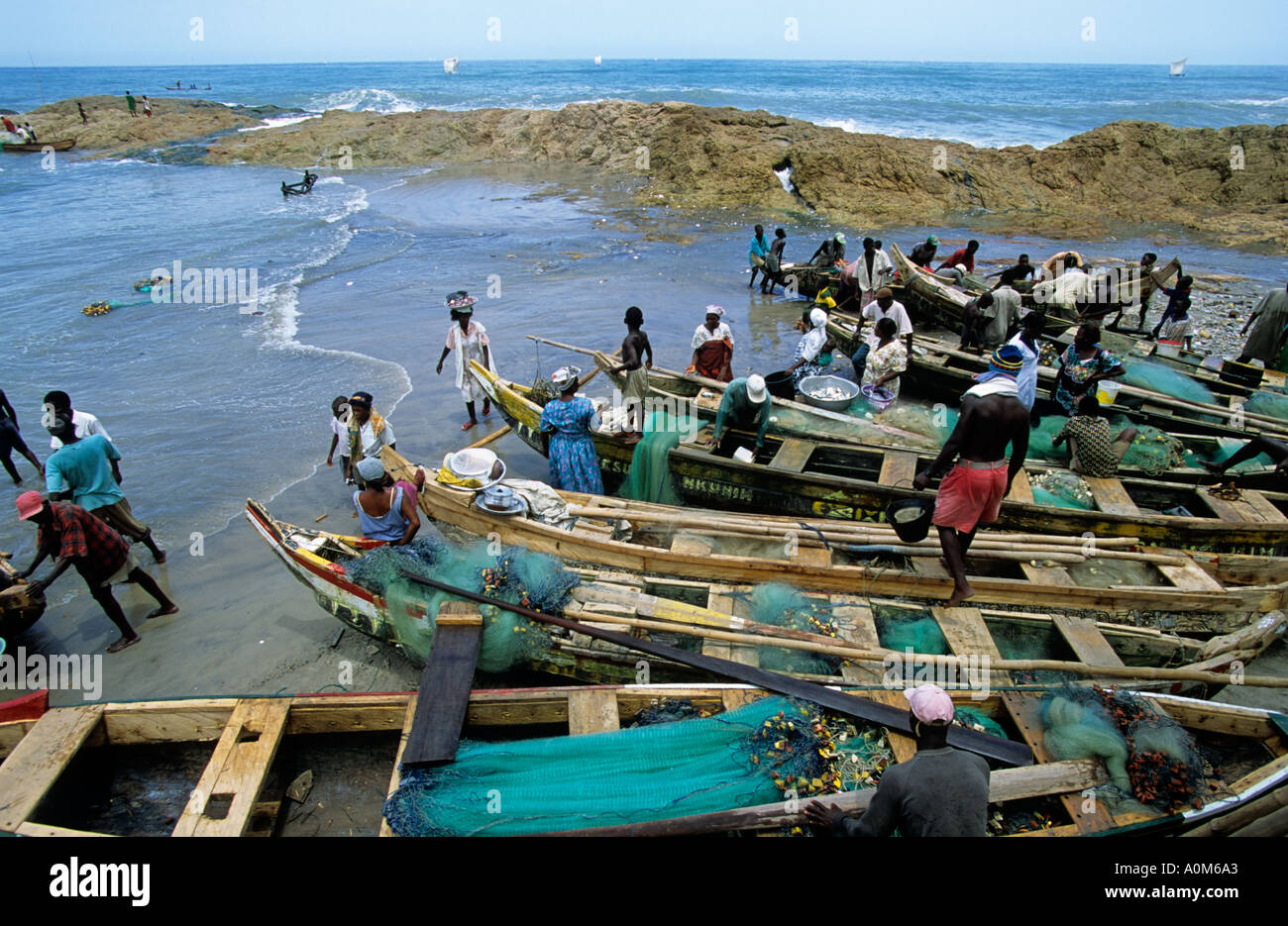 Fishing boats at Cape Coast, Ghana Stock Photo - Alamy
