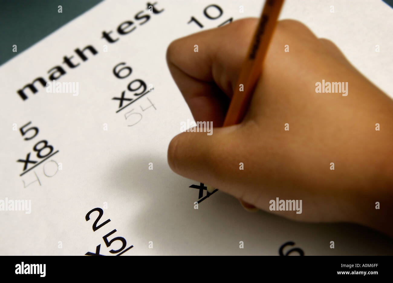 Child taking math test Stock Photo - Alamy