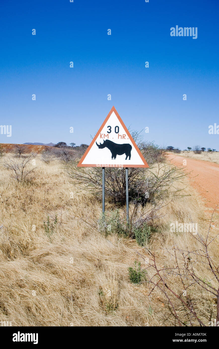 Rhino Warning Sign Namibia Stock Photo - Alamy