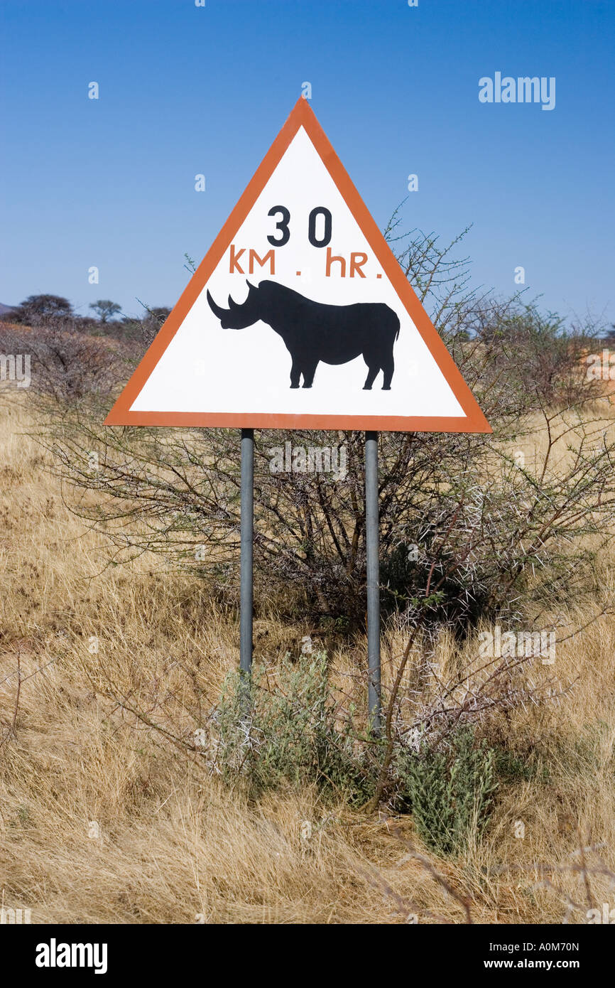 Rhino Warning Sign Namibia Stock Photo - Alamy