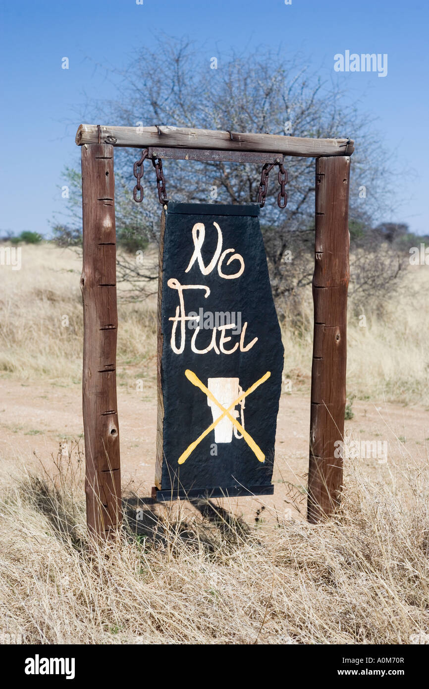 No Fuel Sign Namibia Stock Photo - Alamy