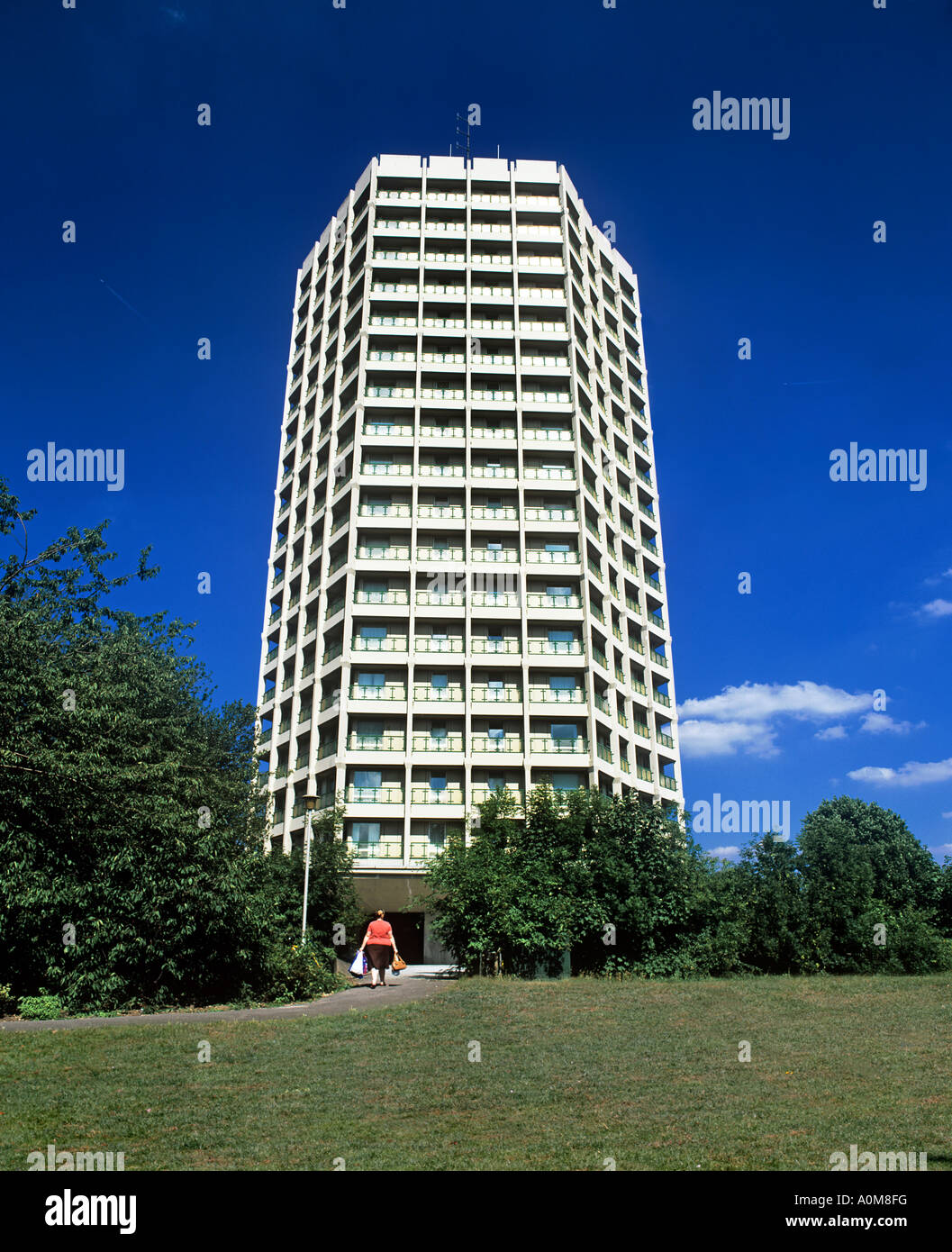 Point Royal, a six-sided tower block in Bracknell New Town, Berkshire ...