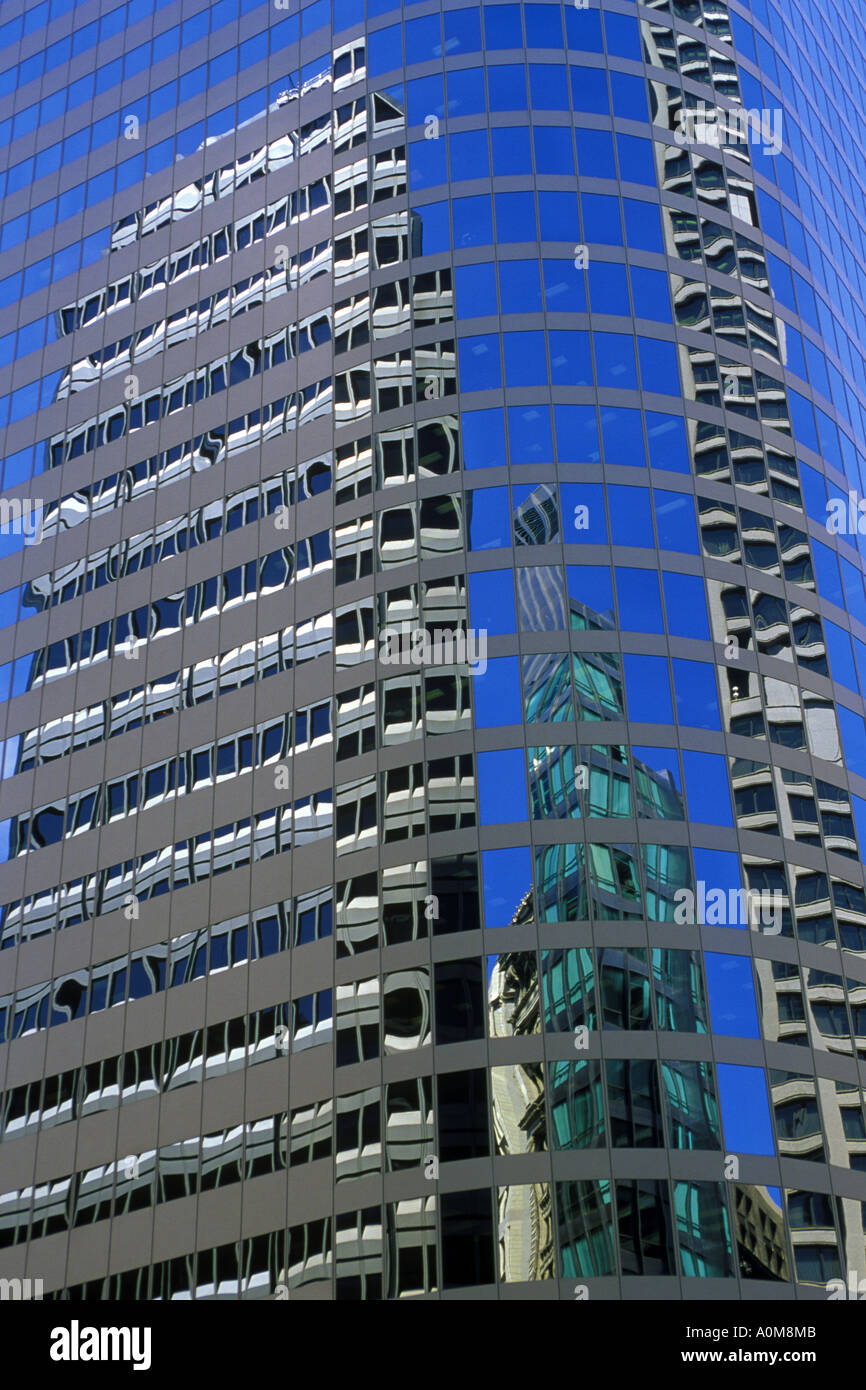 Skyscrapers reflected in glass building Chicago Illinois USA JMH0942 ...