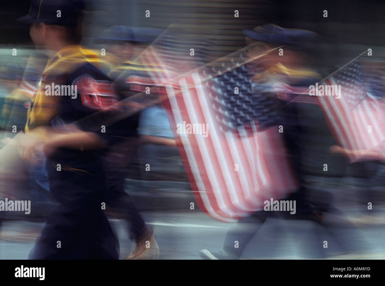 abstract motion cub scout on parade Memorial Day Labor Day 4th of July ...