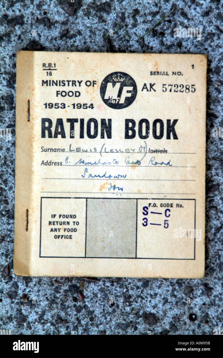 Ration Book Issued by Ministry of Food England UK Stock Photo - Alamy
