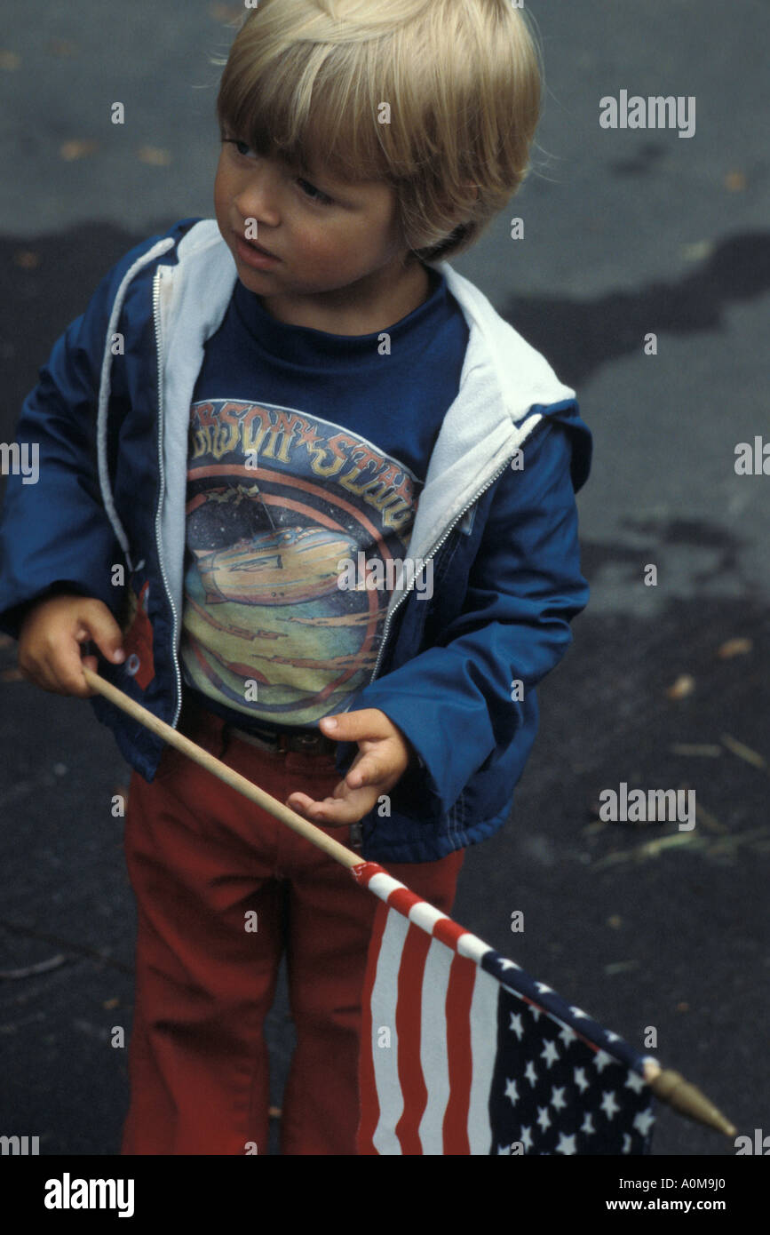 1 one young boy male with american flag Stock Photo - Alamy