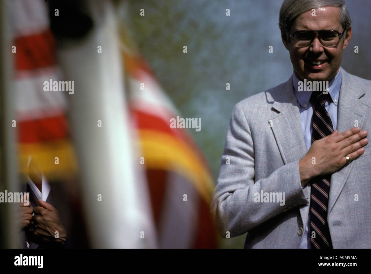 saluting salute hand over heart Stock Photo - Alamy