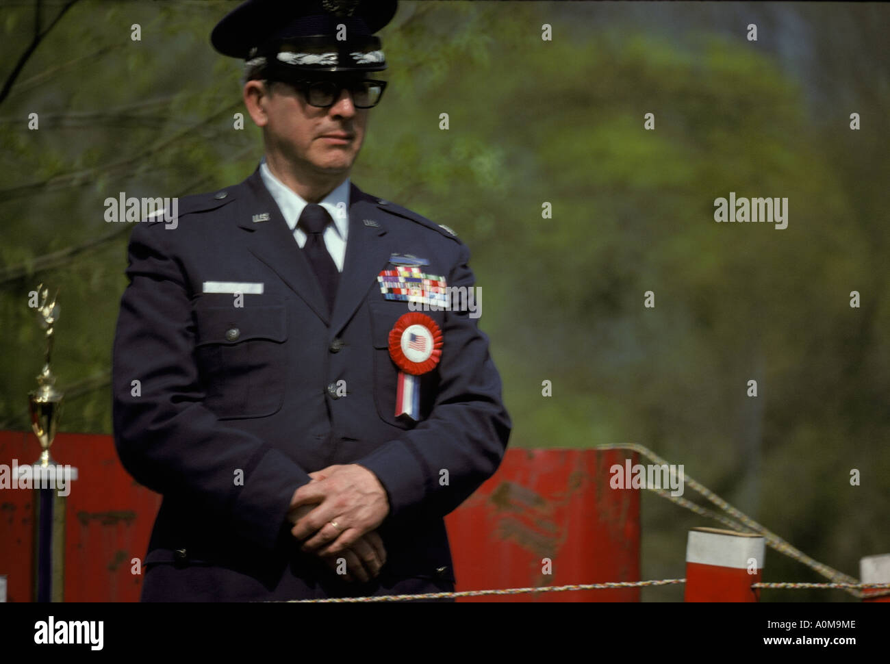 retired military officer on reviewing stand Loyalty day parade Stock ...