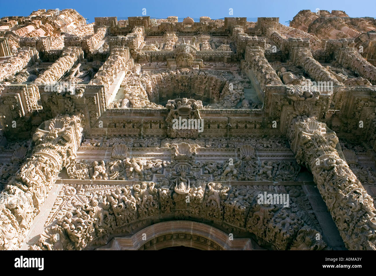 Zacatecas Cathedral an elaborately carved red stone cantera structure ...
