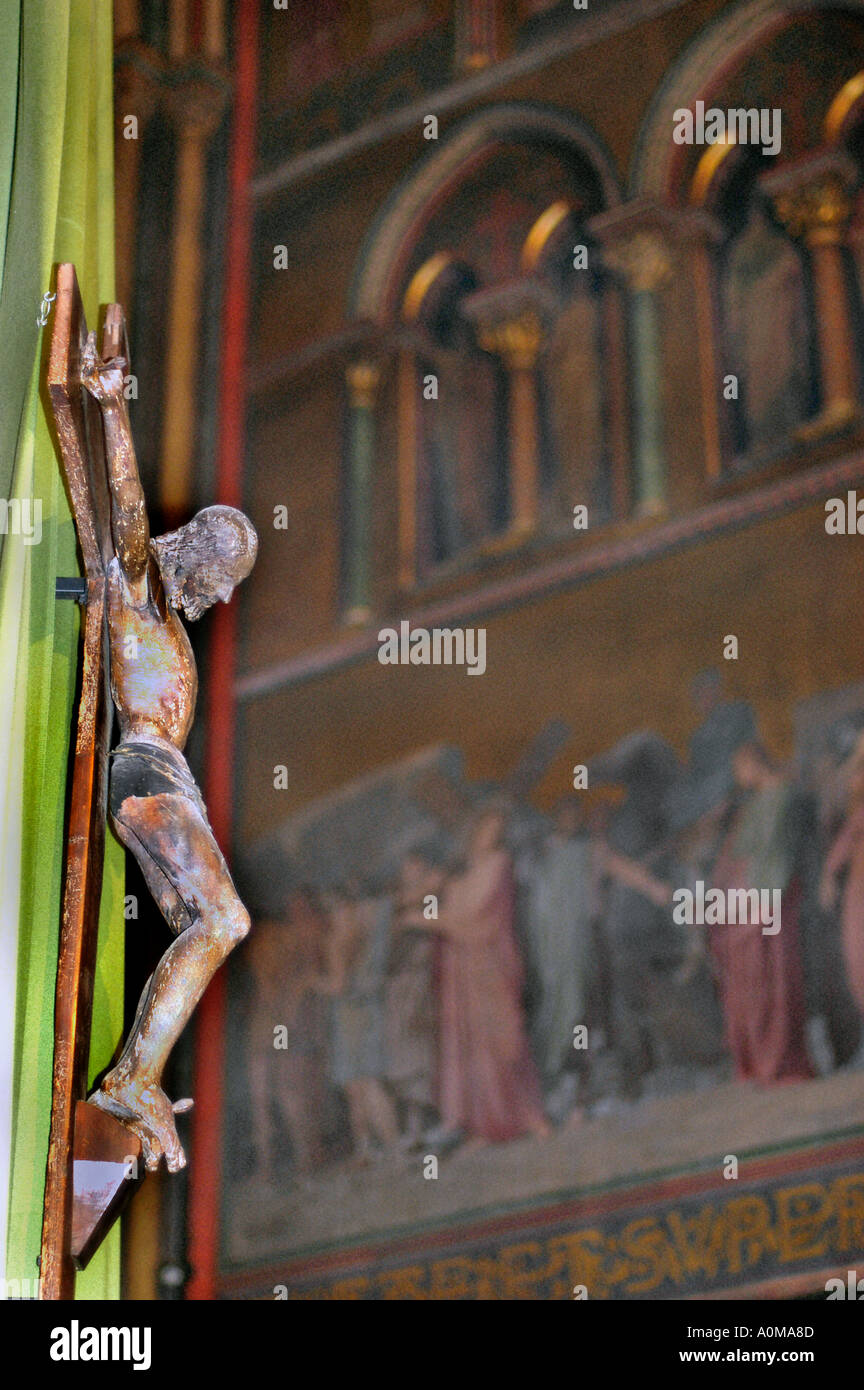 Close up, Jesus Christ on Cross in "Saint Germain des Pres" (Paris ...