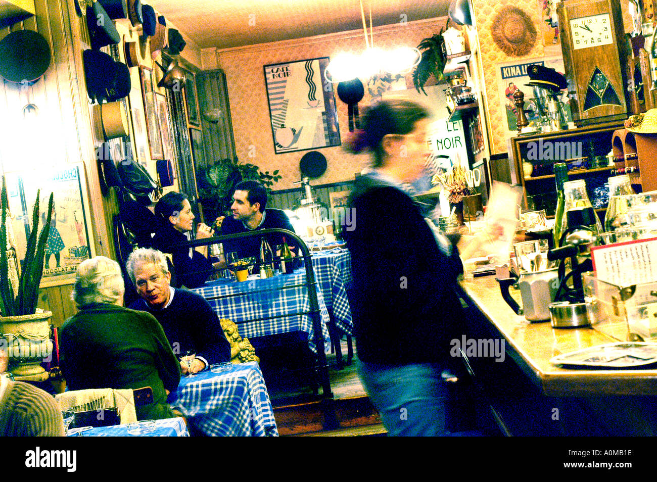 People in French Cafe Bistro Restaurant, "Café Noir" Paris, France ...