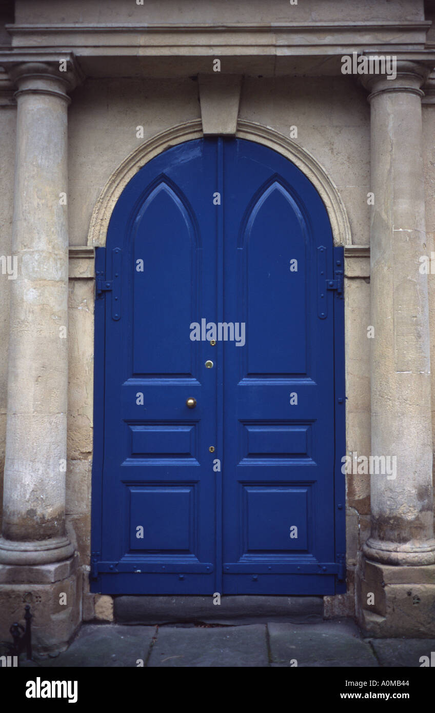 Blue church door St Swithans church Walcot Bath Spa, Somerset, England ...