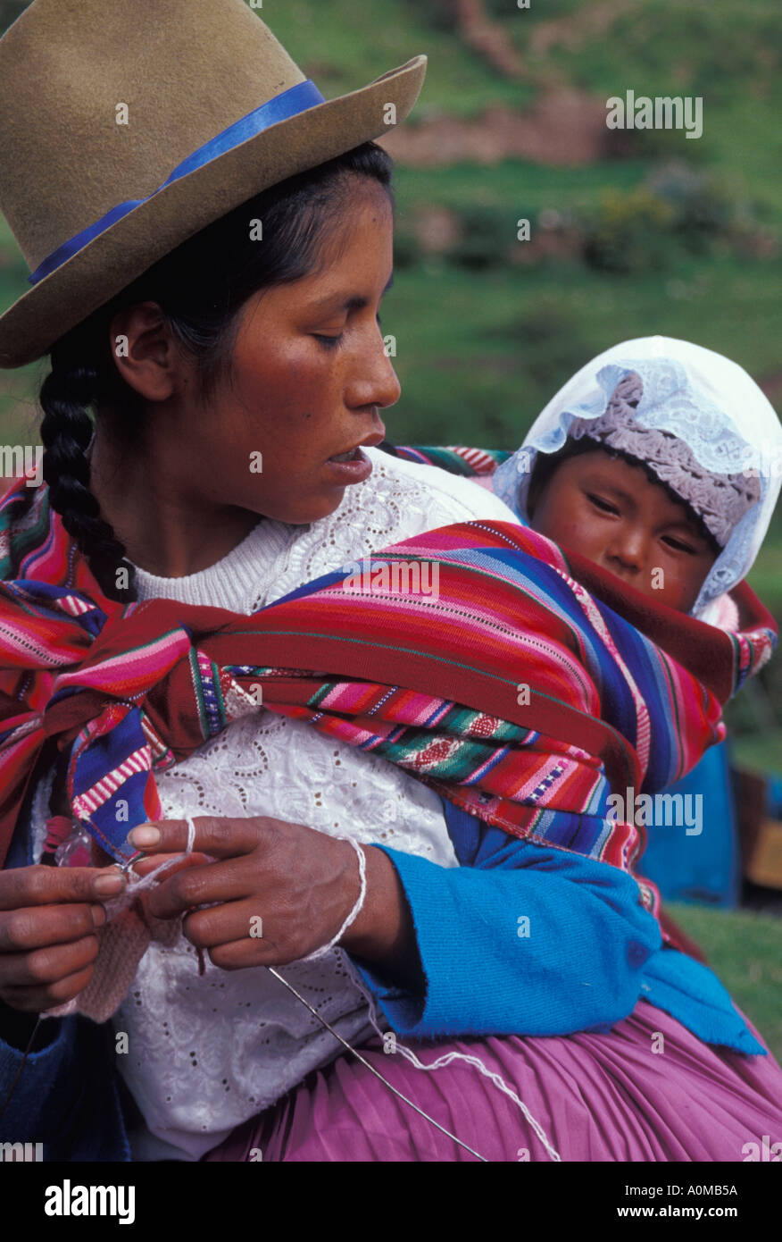 Andean woman with baby hi-res stock photography and images - Alamy