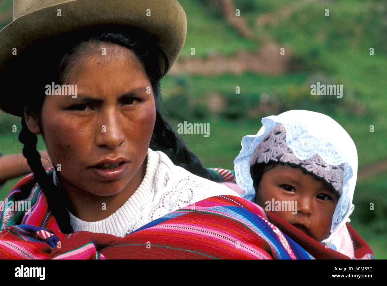 Peru Cusco mother baby Stock Photo - Alamy