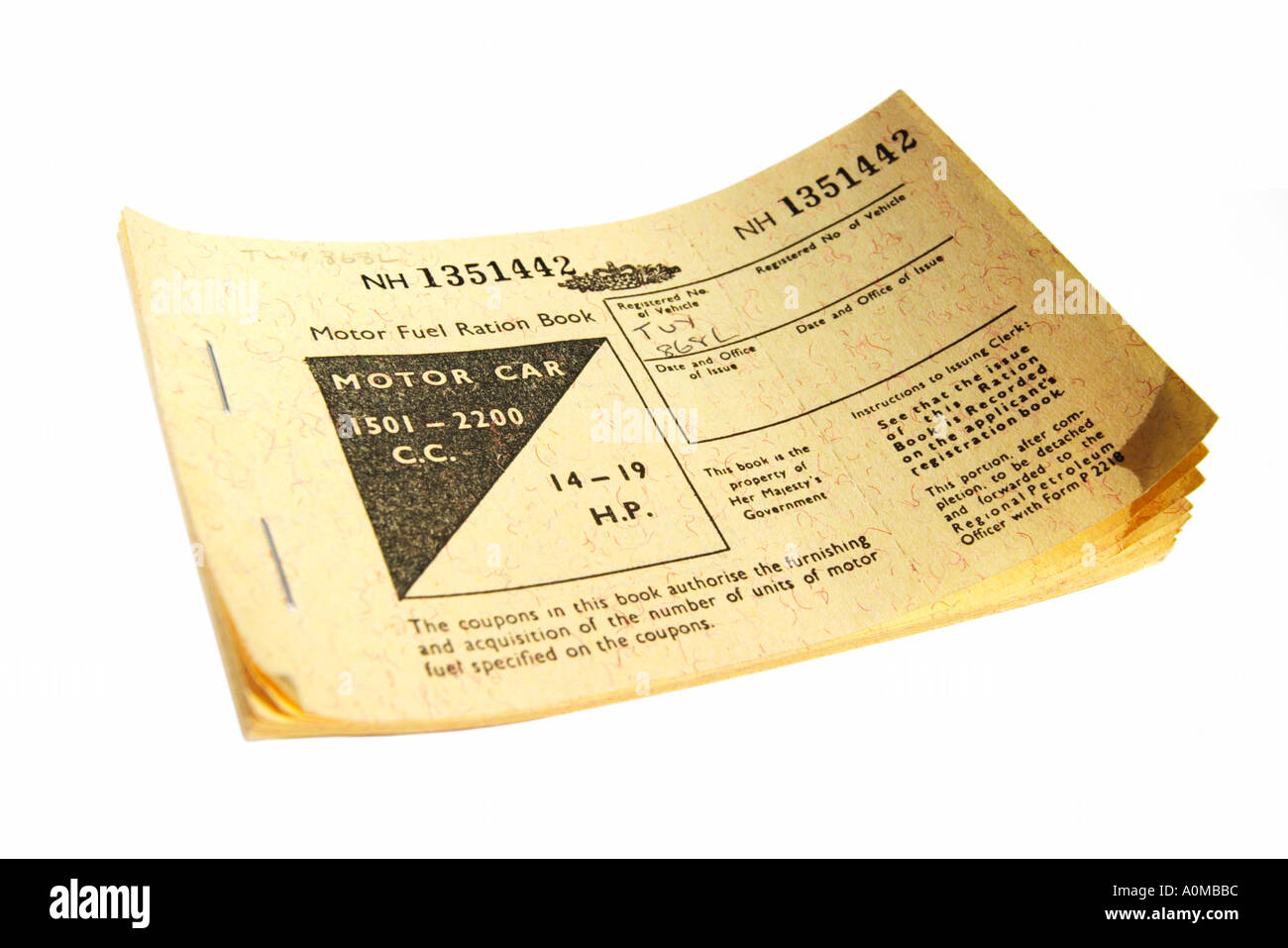 1950 s Motor fuel ration book Concept Stock Photo - Alamy