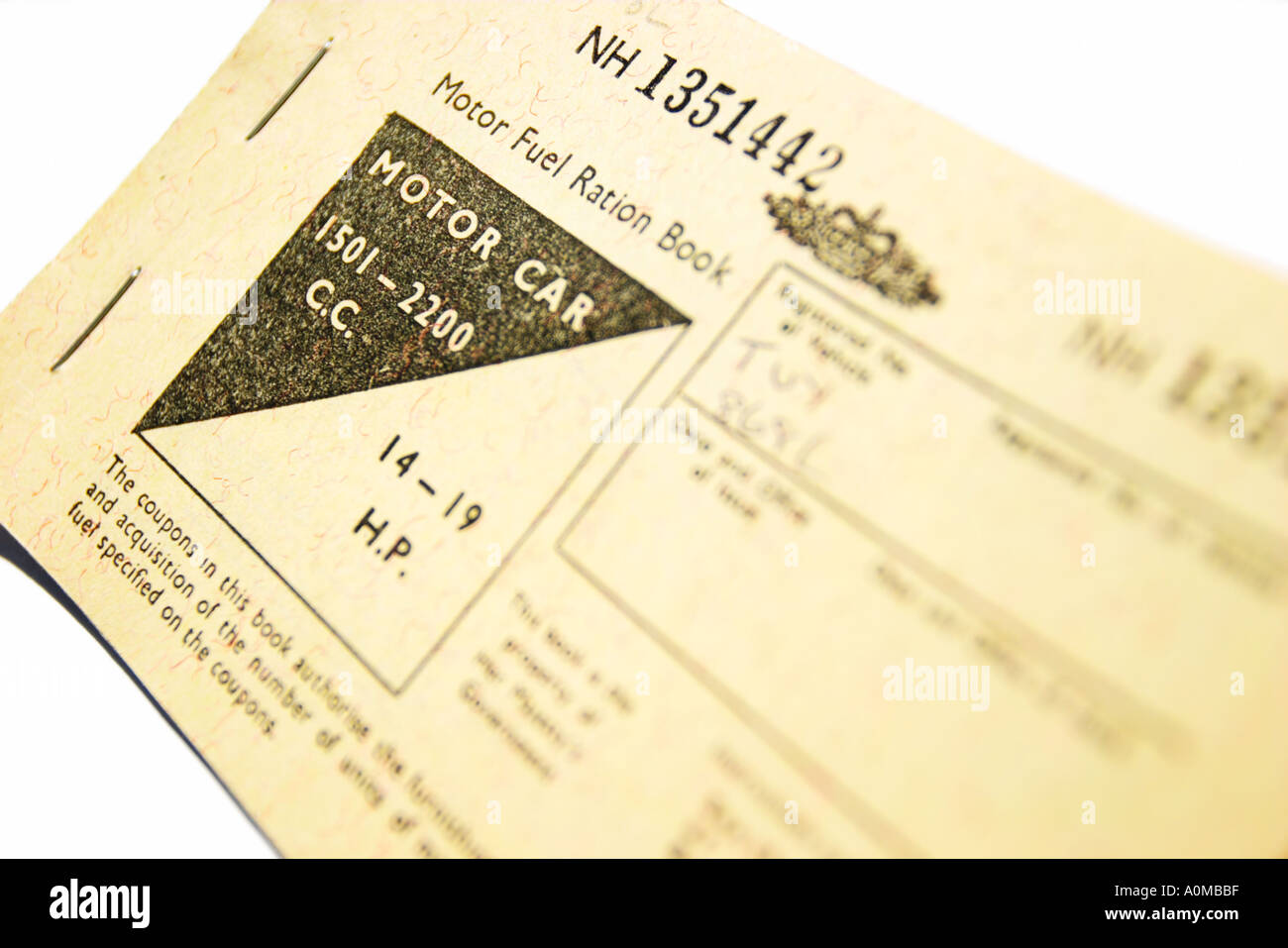 1950 s Motor fuel ration book Concept Stock Photo - Alamy