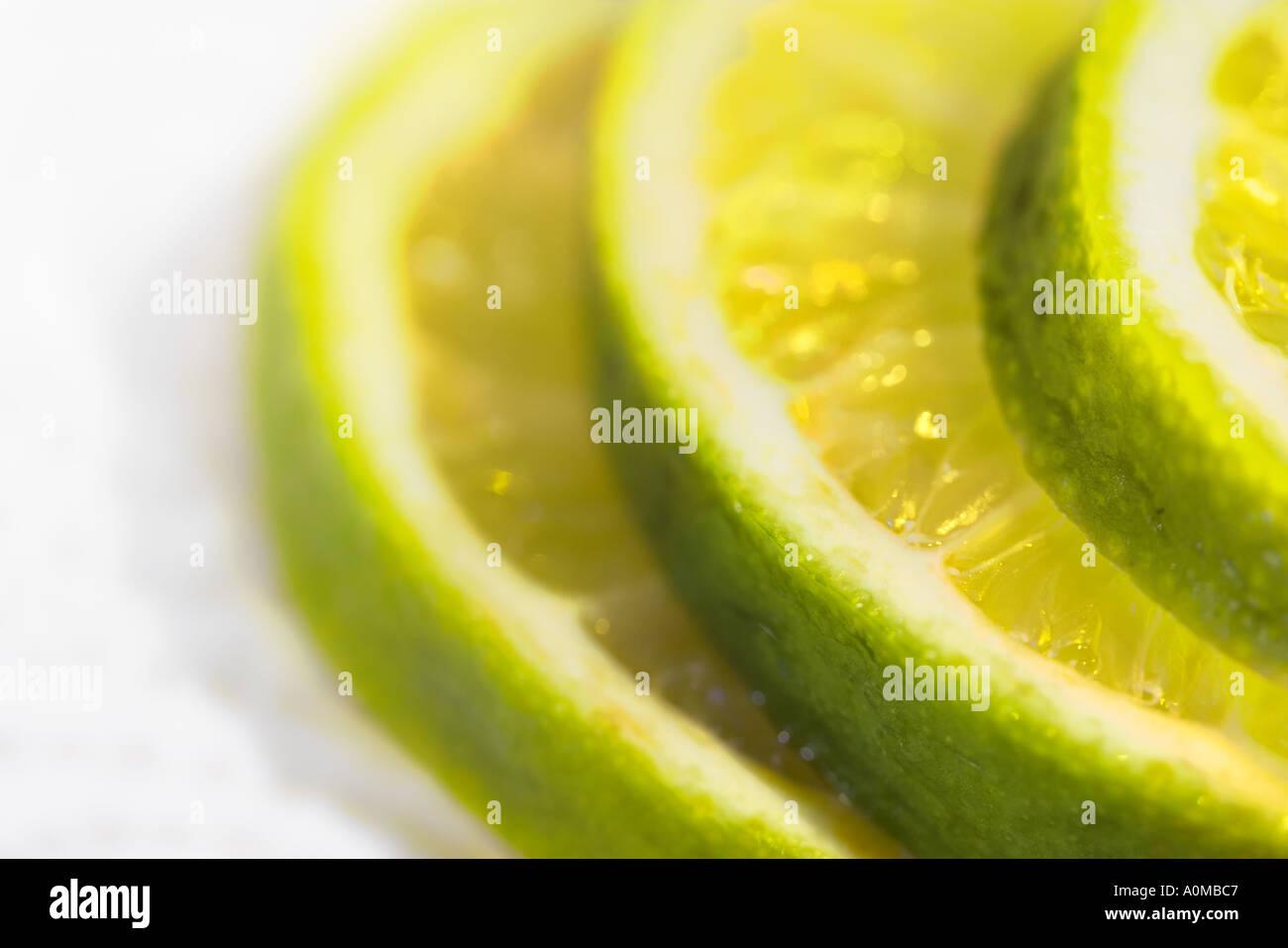 Three slices of Lime fruits - Citrus Aurantifolia Latifolia on a white ...