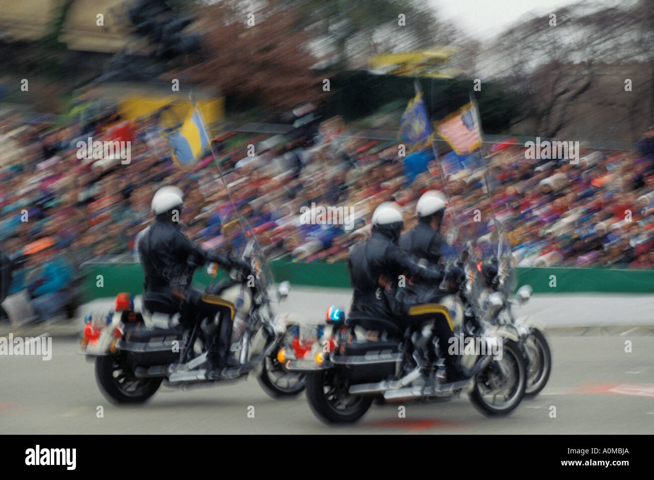 motorcycle police movement motion blur parade Stock Photo - Alamy