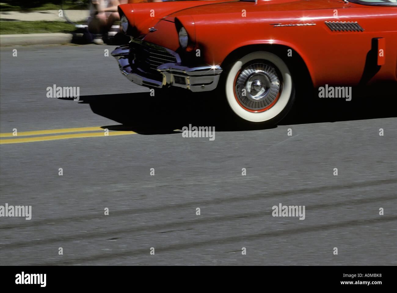 close up detail front fender red Ford Thunderbird car auto automobile ...