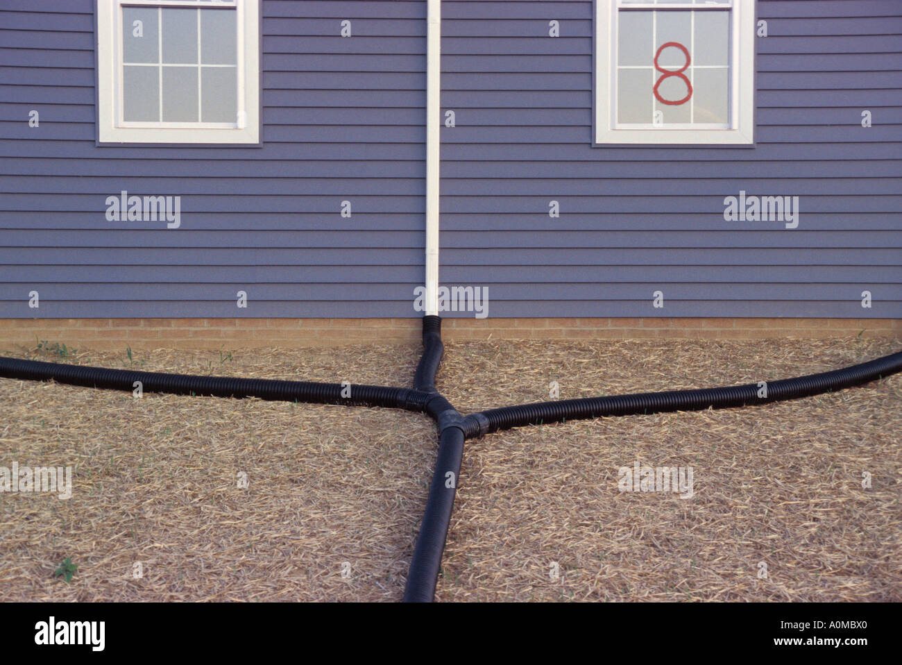 design forms lines angles house side siding w rain gutter and hose ...