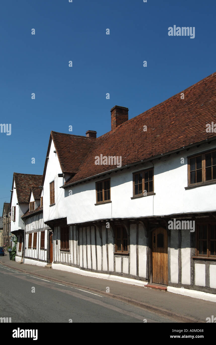 Ashwell village old timber framed and rendered house with front door ...