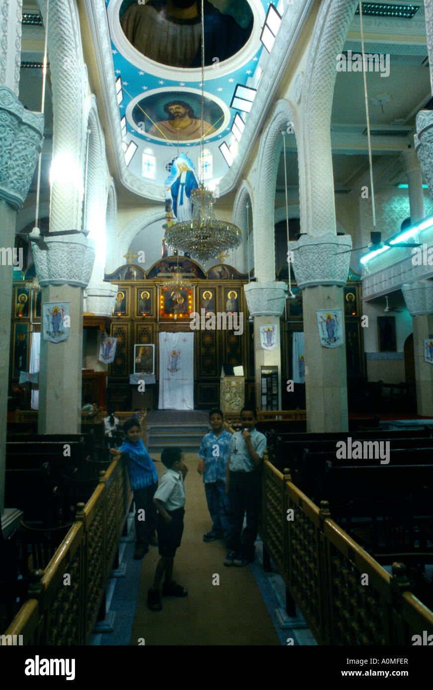 Aswan Egypt Children in Coptic Church of El Adra Stock Photo - Alamy