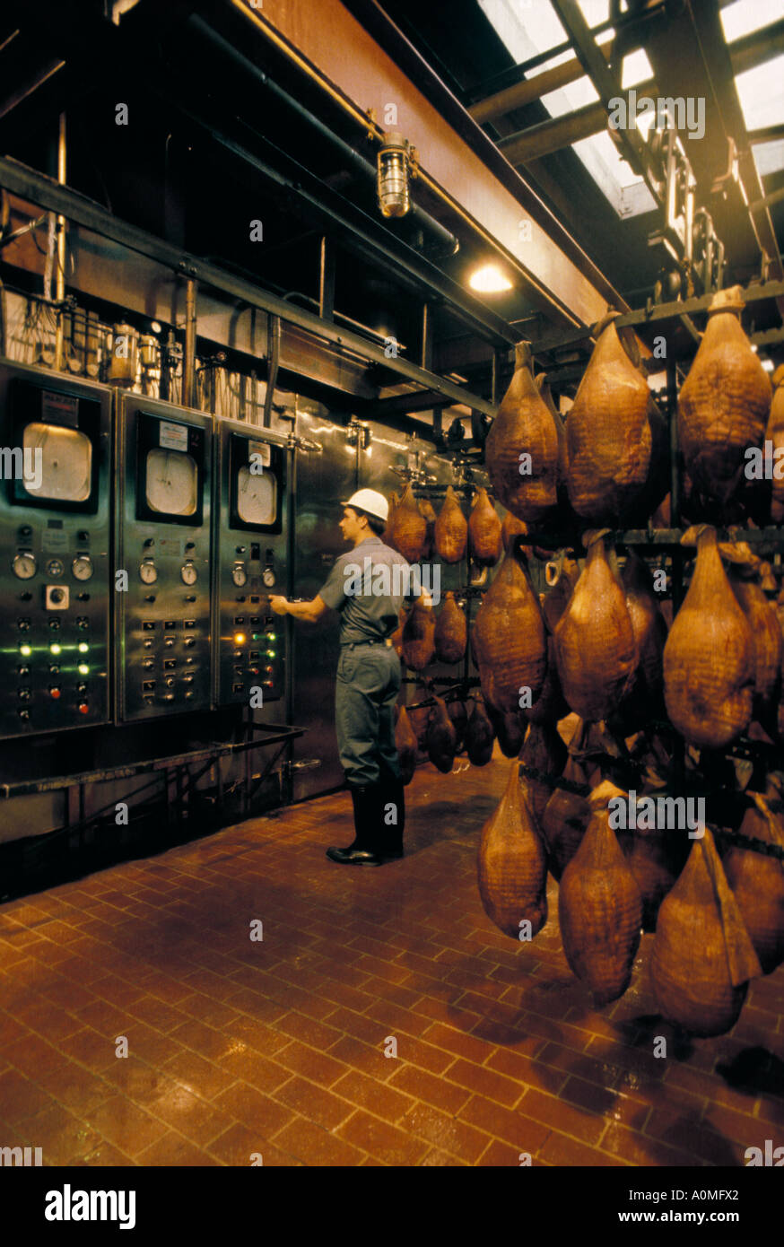 meat processing plant factory Hams smoked smoking oven prepare ...