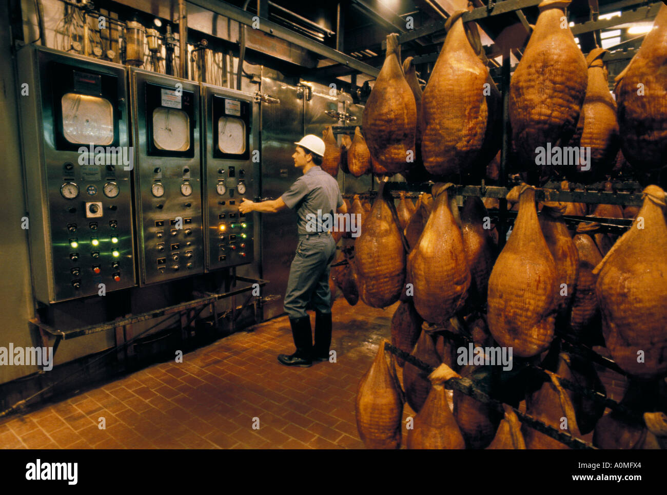 ham meat processing plant factory Hams smoked smoking oven prepare ...
