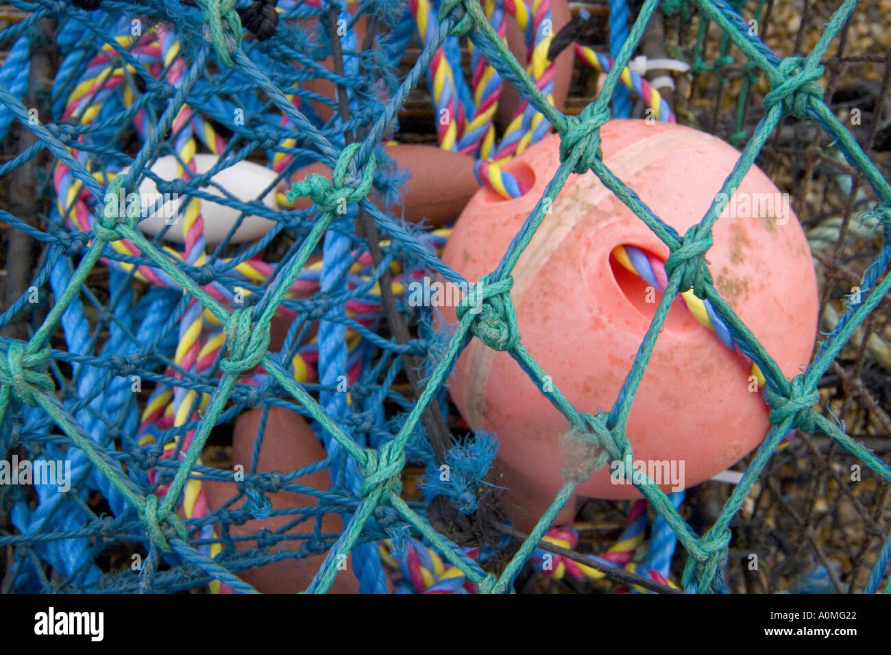 Crab and lobster pots traps netting pattern Fishing Stock Photo - Alamy