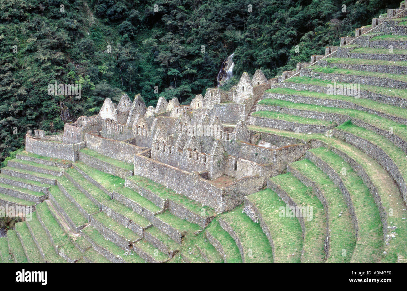 The Inca ruins of Huinay Huayna along the Inca Trail to Machu Picchu in ...