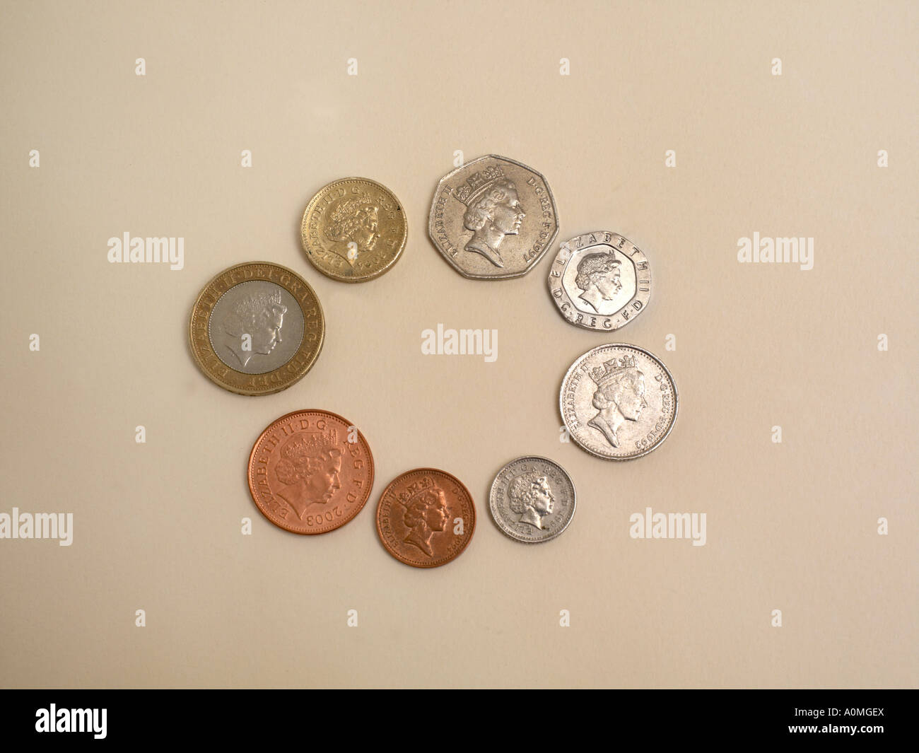 Obverse of Sterling coins Stock Photo - Alamy