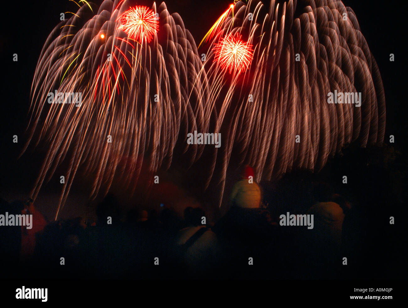 Crowd Watching Firework Display England Stock Photo - Alamy