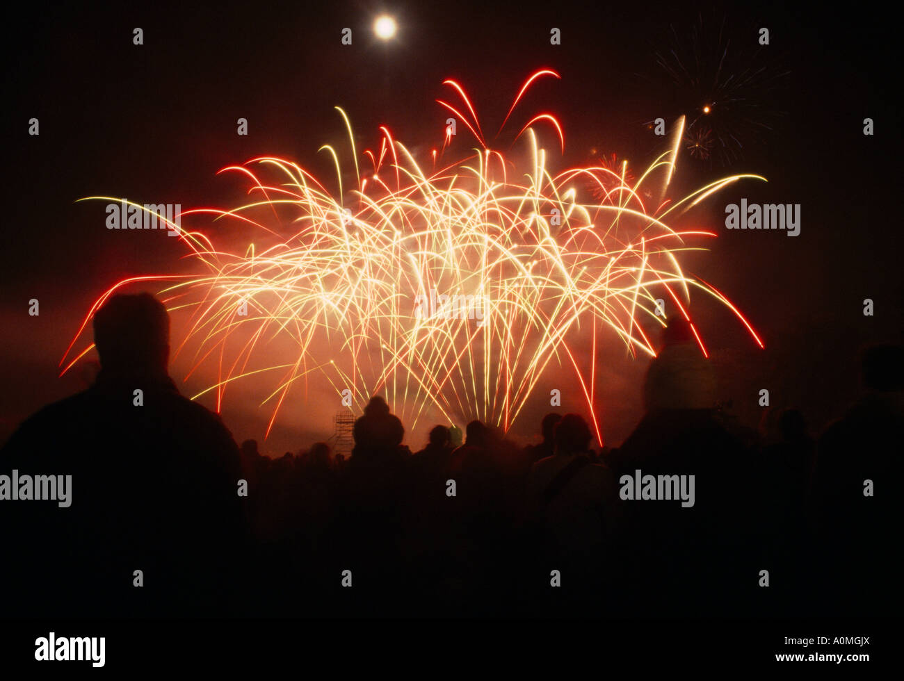 Crowd Watching Firework Display England Stock Photo - Alamy