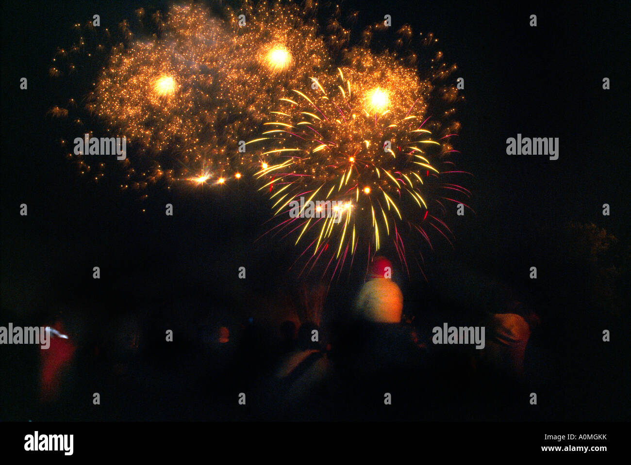 Crowd Watching Firework Display England Stock Photo - Alamy