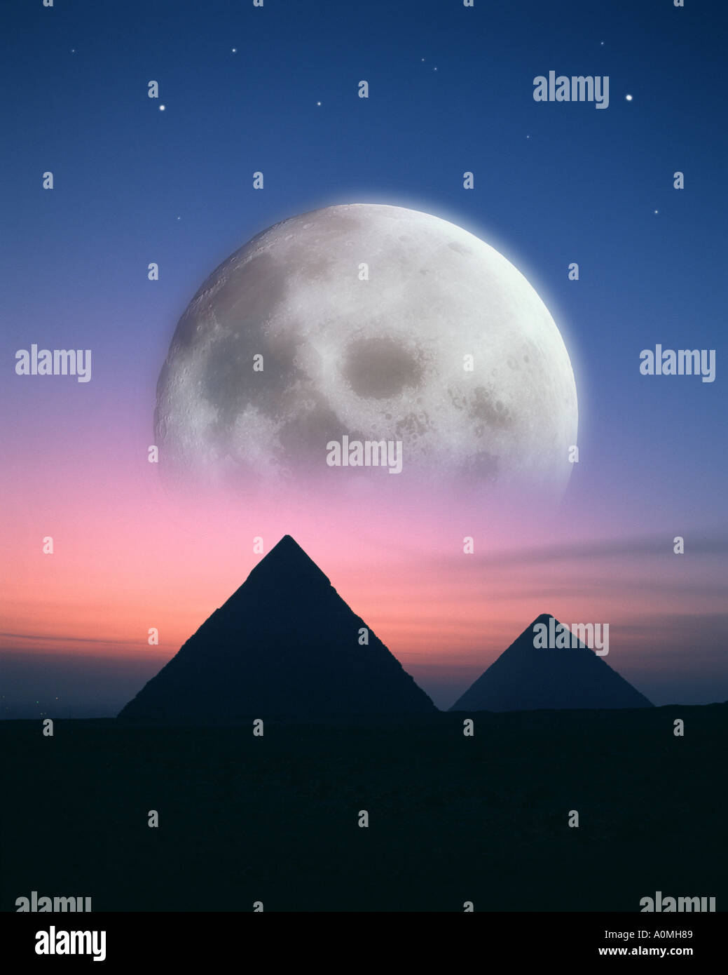 Night moon pyramids hi-res stock photography and images - Alamy