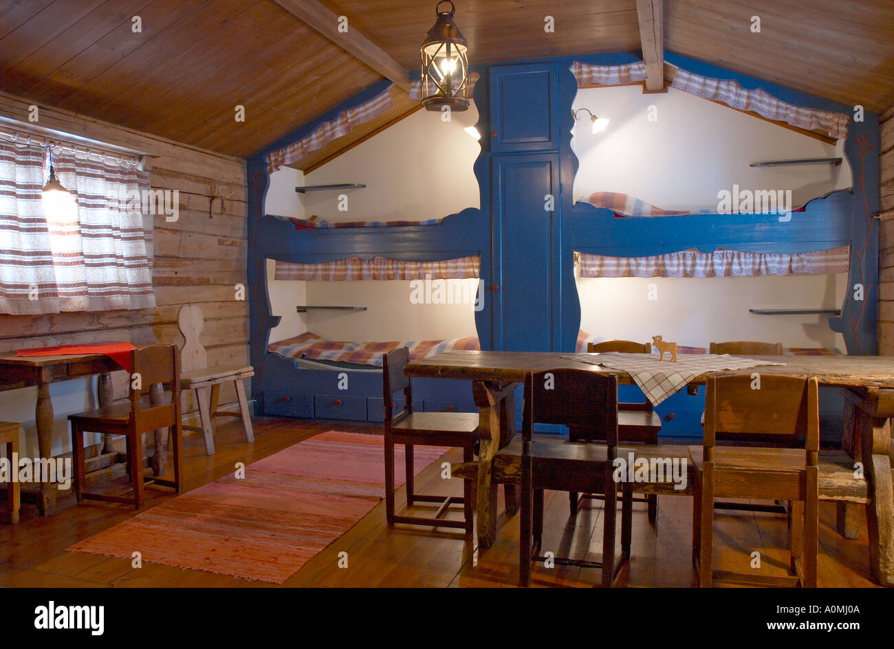 Interior of an old wooden mountain hut vålådalen north of sweden Stock ...