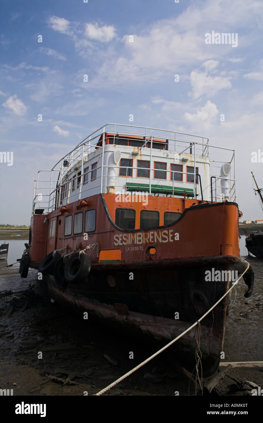 Cacilheiro, a traditional Tagus river ferry that connects Lisbon to the ...
