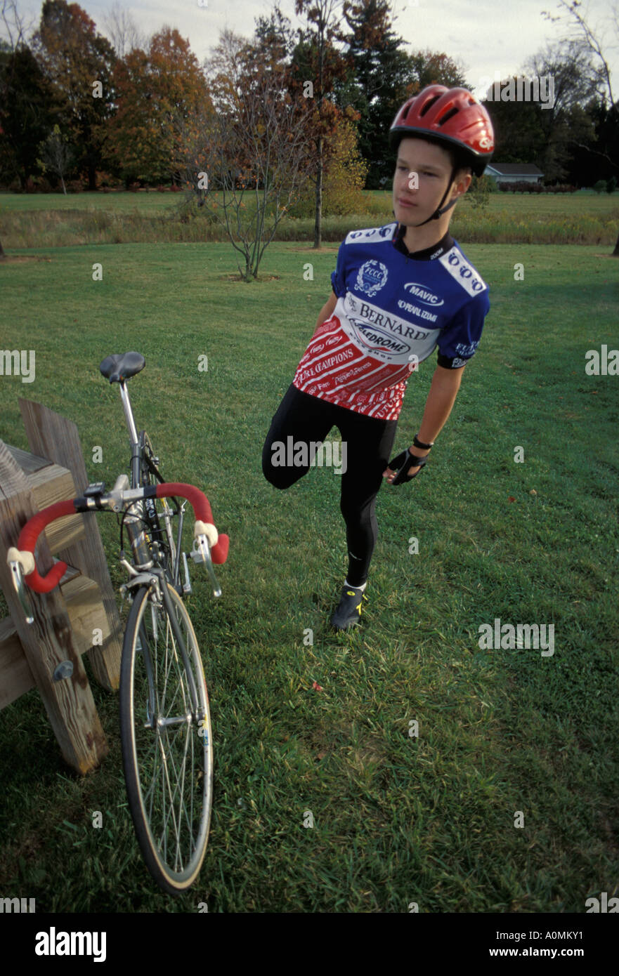 young teen teenager bicycle velodrome racer champion medals Stock Photo ...