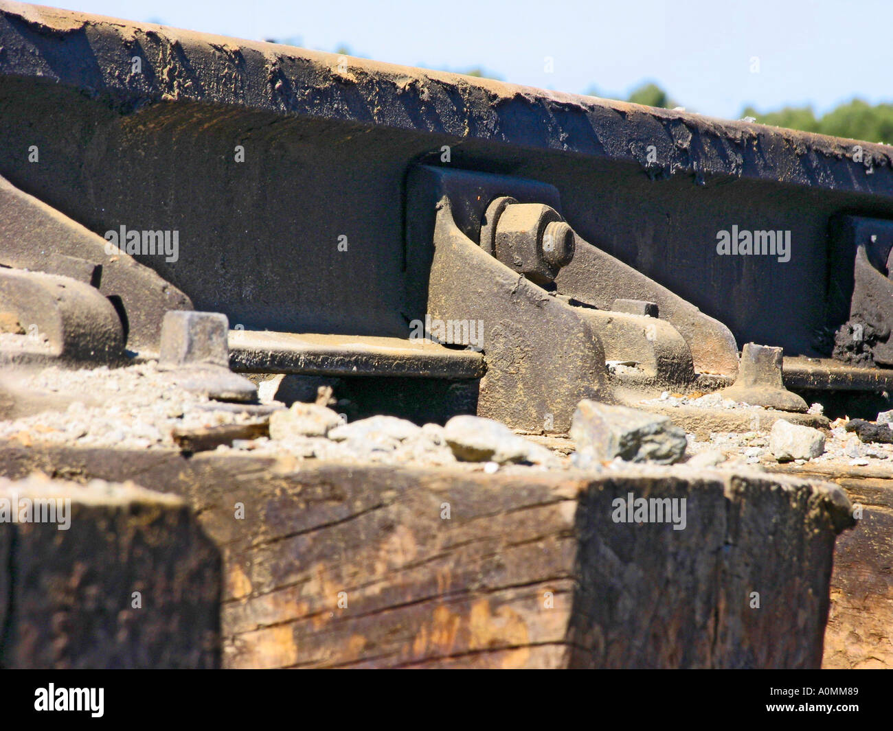 Railway line on sleeper Stock Photo - Alamy